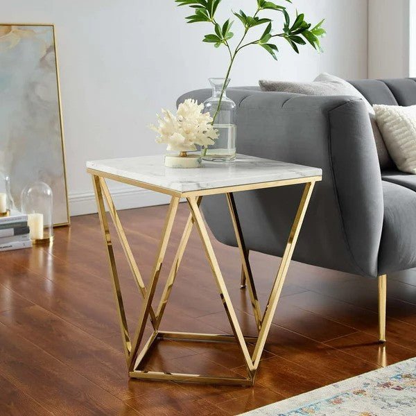 Side Table: The Facet Cube Table - Punam Metalcrafts