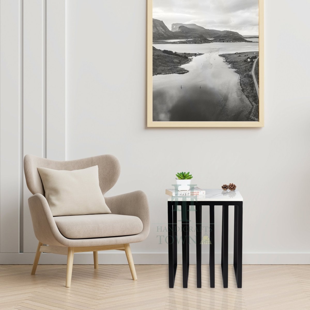 The Enigma Metallic Cube Side Table (Black) - Punam Metalcrafts