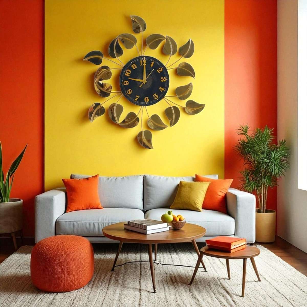 The Golden Sprout Timepiece (25 x 25 Inches) - Punam Metalcrafts
