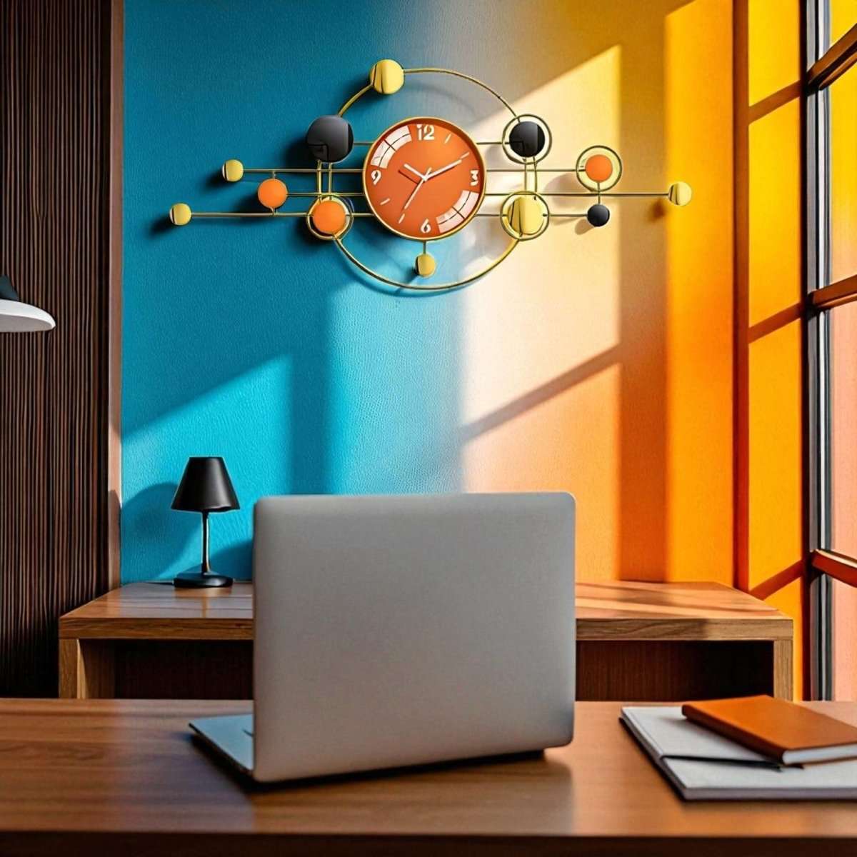 The Retro Atom Wall Clock (40 x 18 Inches) - Punam Metalcrafts
