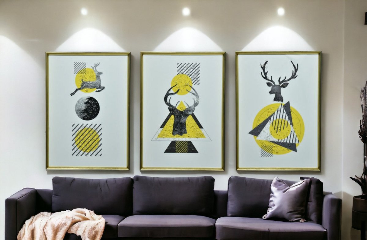 The Sylvan Triad Crystal Glass Painting Set of 3 (150 x 70 Cm) - Punam ...