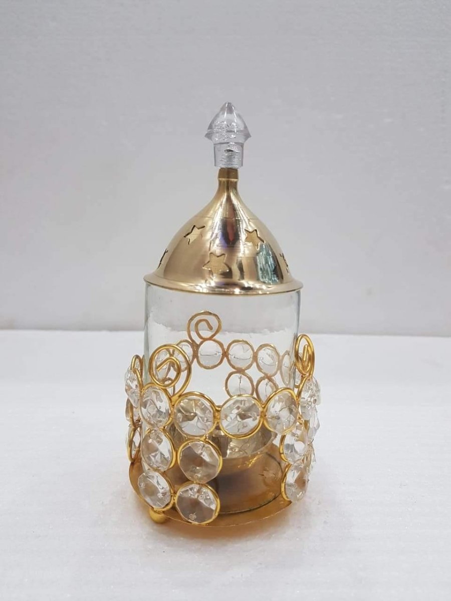 Dynamic design crystal glass Akhand deep - Punam Metalcrafts