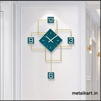 Metalkart Special Golden Geometrix Wall Clock (23 x 30 Inches) - Punam Metalcrafts